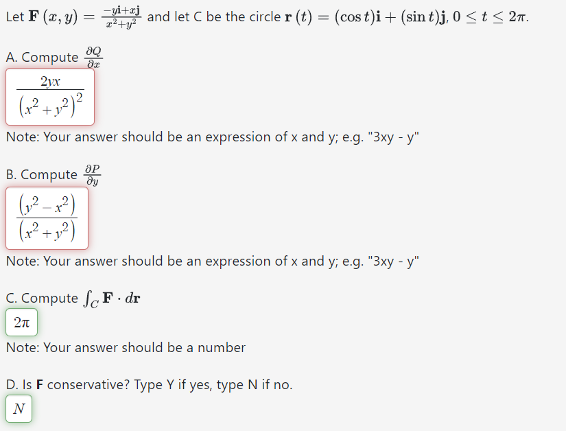 Solved Let F(x,y)=x2+y2−yi˙+xj and let C be the circle | Chegg.com