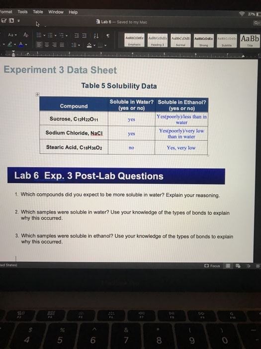 Solved ormat Tools Table Window Help 27% Lab 6-Saved to my | Chegg.com