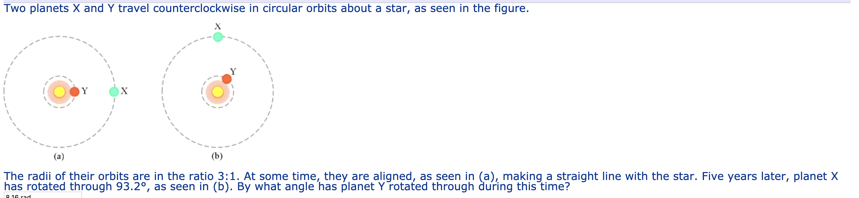 Solved Two planets X and Y travel counterclockwise in | Chegg.com
