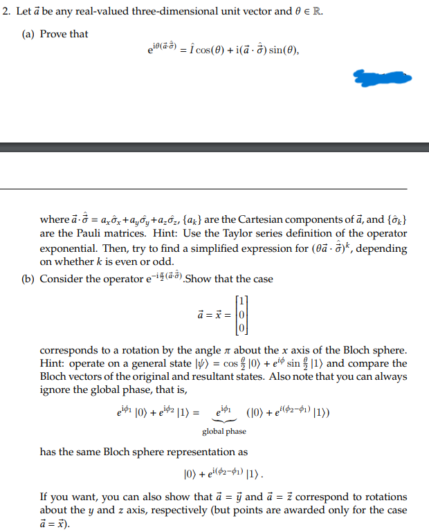 Solved 2. Let a be any real-valued three-dimensional unit | Chegg.com