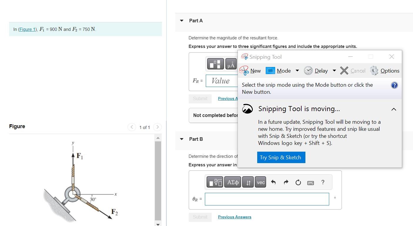 Solved In (Figure 1), F1=900 N and F2=750 N. Determine the | Chegg.com