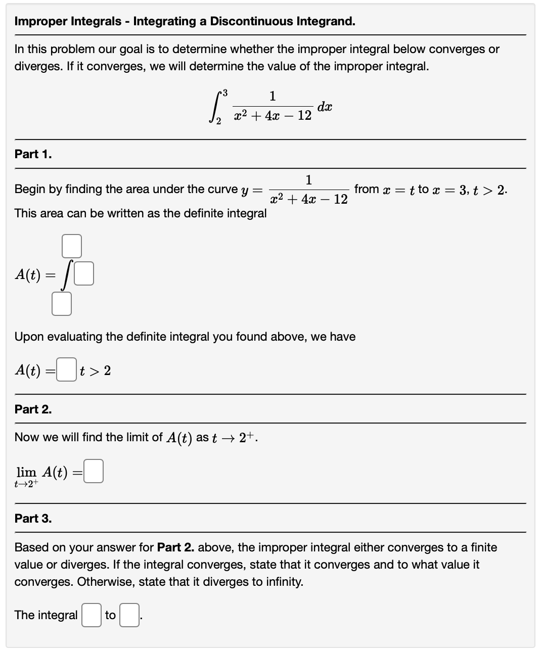 Solved Improper Integrals - Integrating a Discontinuous | Chegg.com