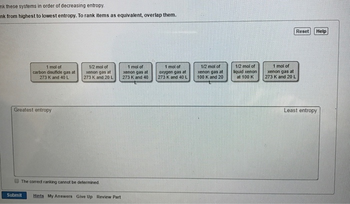 Solved these systems in order of decreasing entropy. from | Chegg.com
