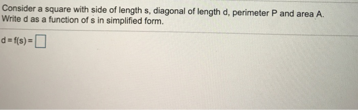 Solved Consider a square with side of length s, diagonal of | Chegg.com