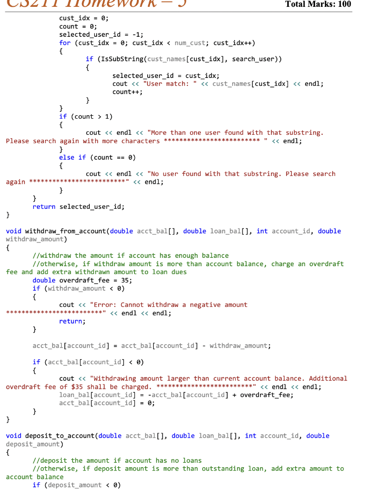 Solved CS211 Homework - 5 Total Marks: 100 Question 1 of 1. | Chegg.com