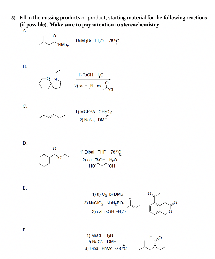 Solved 3) Fill in the missing products or product, starting | Chegg.com