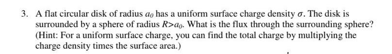 Solved 3. A flat circular disk of radius a0 has a uniform | Chegg.com