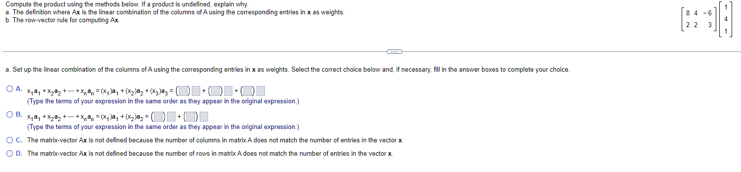 Solved Compute the product using the methods below. If a | Chegg.com