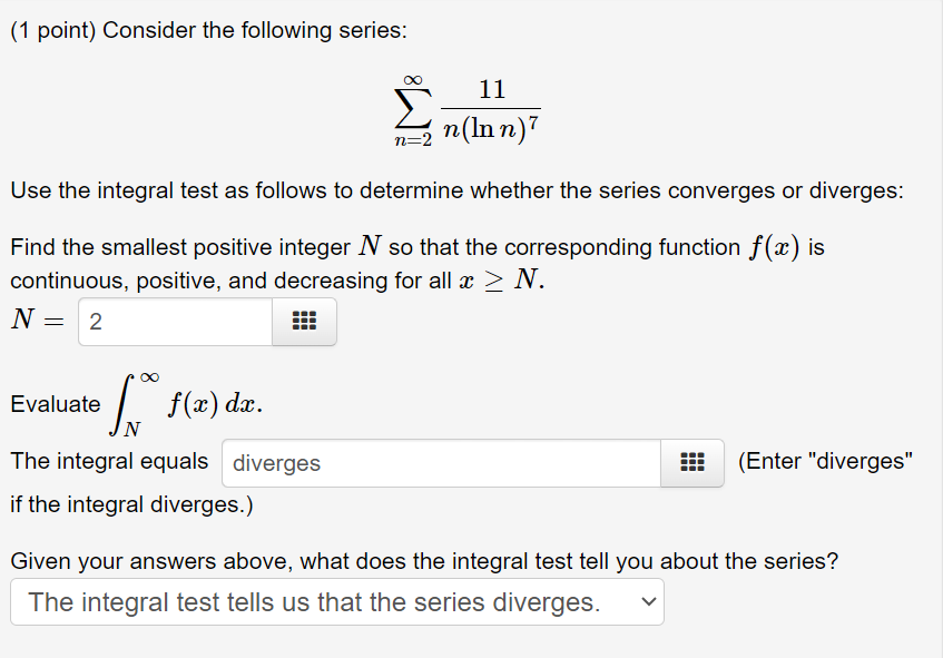 Solved (1 point) Consider the following series: | Chegg.com