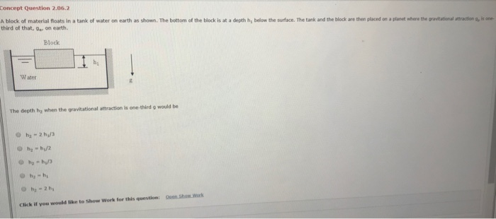 Solved Concept Question 2.06.2 A block of material floats in | Chegg.com