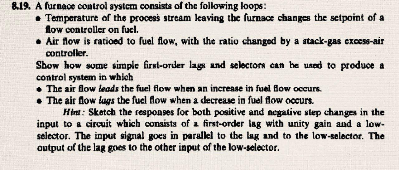 Solved 8.19. A furnace control system consists of the | Chegg.com