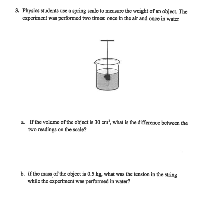 Solved 3. Physics students use a spring scale to measure the | Chegg.com