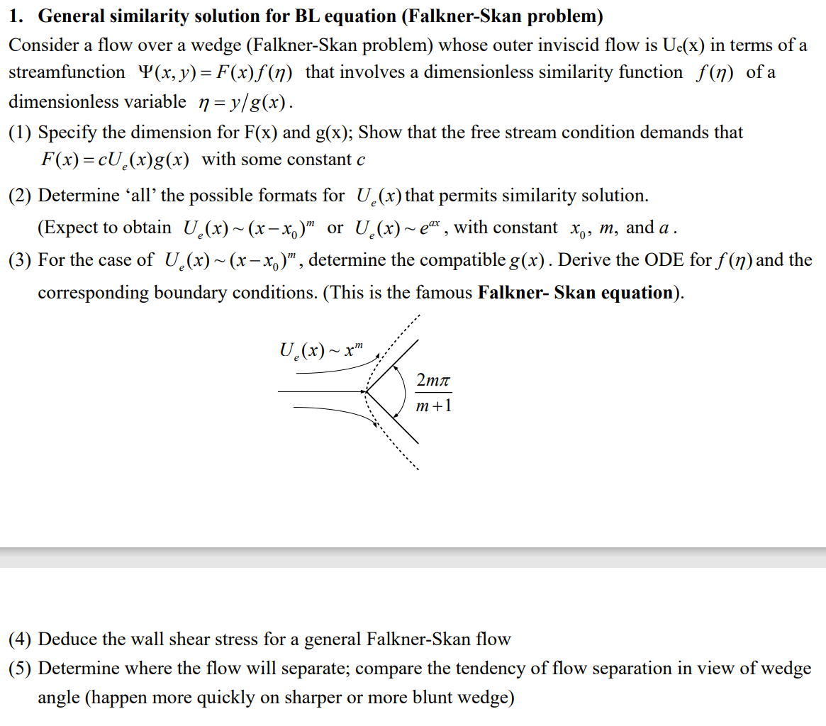 Solved 1. General similarity solution for BL equation | Chegg.com