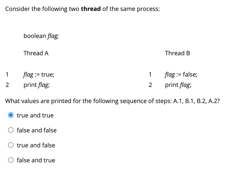 Solved Consider the following two thread of the same | Chegg.com