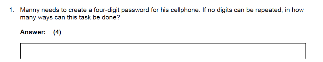 Solved Manny needs to create a four-digit password for his | Chegg.com