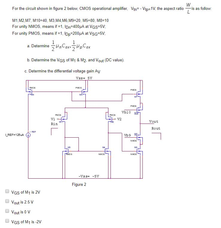 W For the circuit shown in figure 2 below, CMOS | Chegg.com