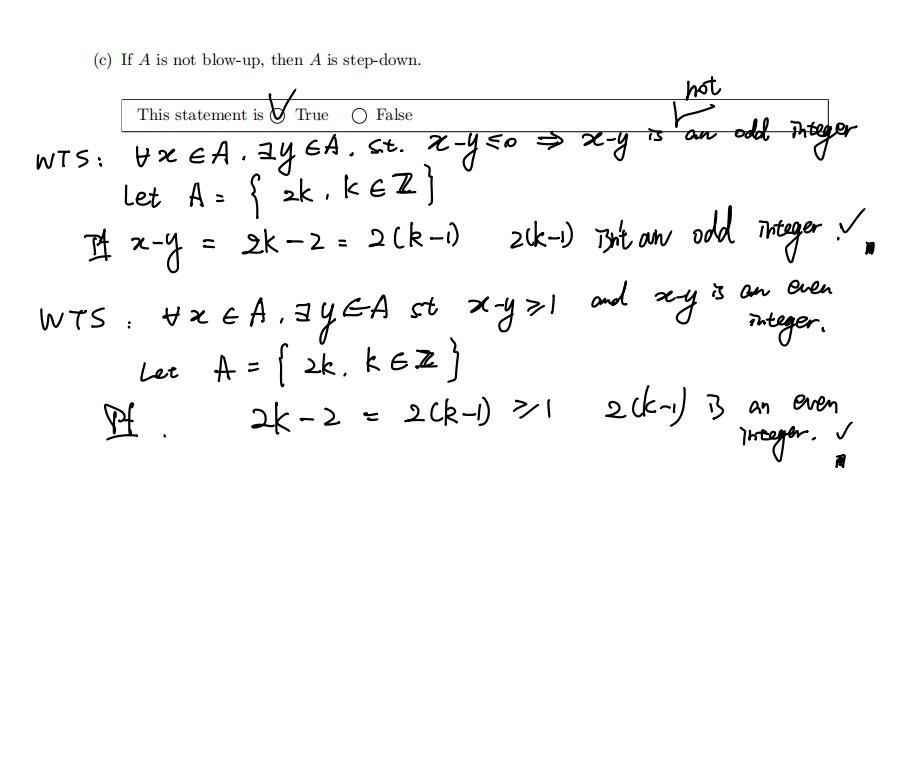 Solved (c) If A is not blow-up, then A is step-down. WTS: | Chegg.com