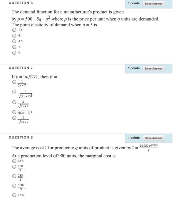 Solved The demand function for a manufacturer's product is | Chegg.com