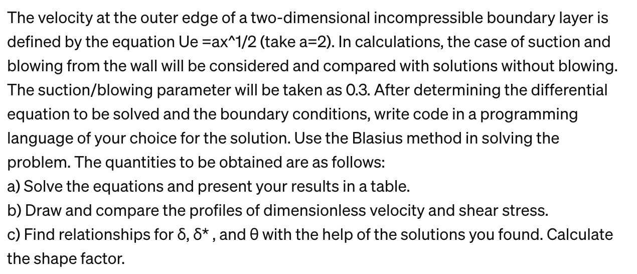 Solved The velocity at the outer edge of a two-dimensional | Chegg.com