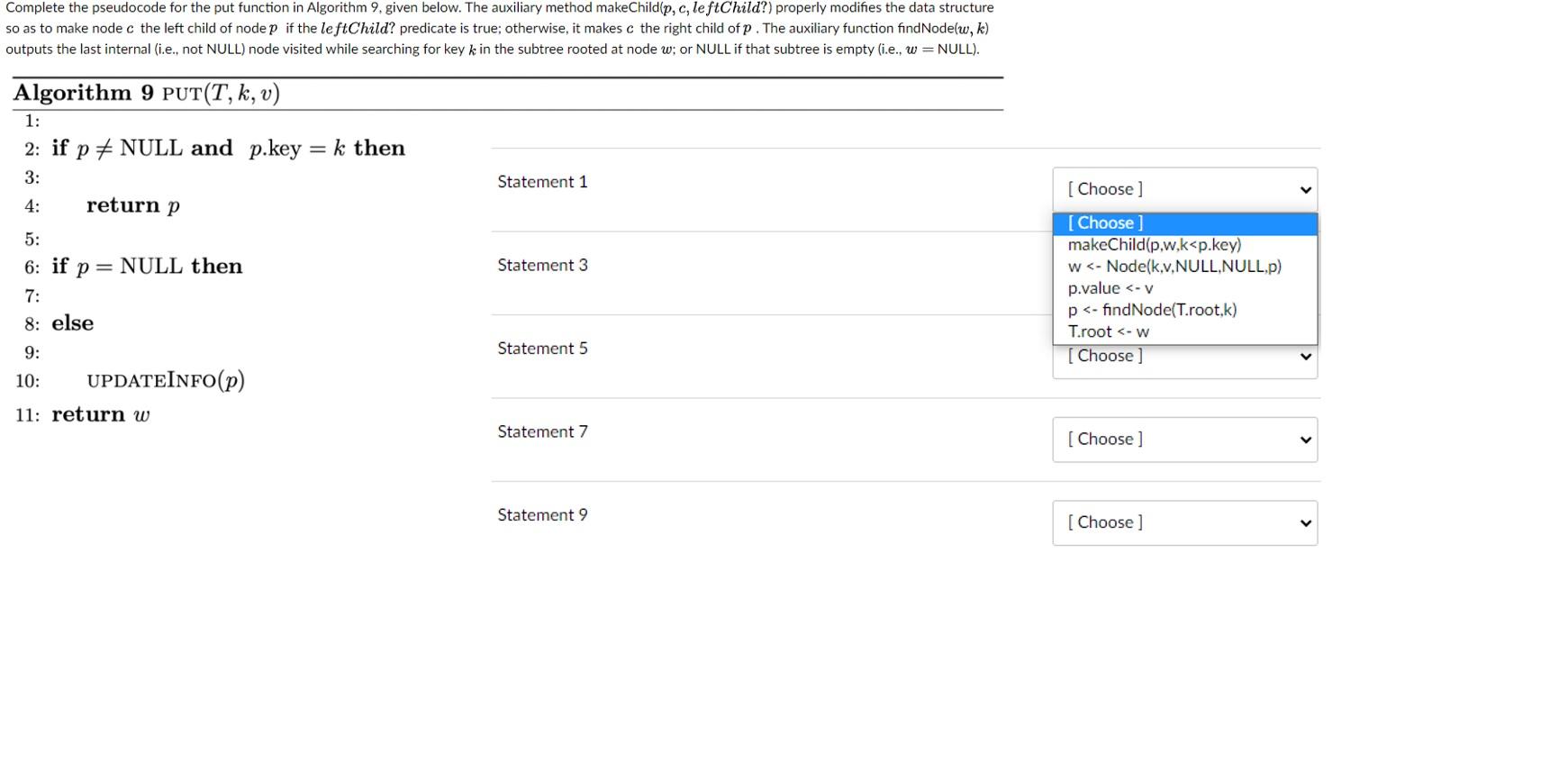 Complete the pseudocode for the put function in | Chegg.com