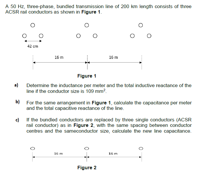 Solved A 50 Hz, three-phase, bundled transmission line of | Chegg.com