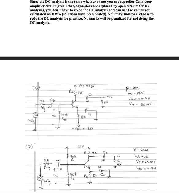 Solved Since the DC analysis is the same whether or not you | Chegg.com