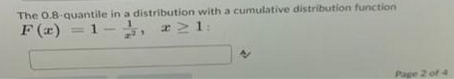 Solved the 0.8 quantile in a distribution with a cumulative | Chegg.com