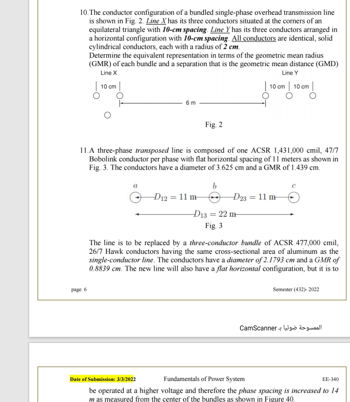 Solved 10. The conductor configuration of a bundled | Chegg.com