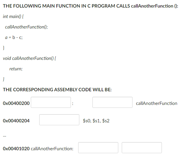 Solved THE FOLLOWING MAIN FUNCTION IN C PROGRAM CALLS | Chegg.com