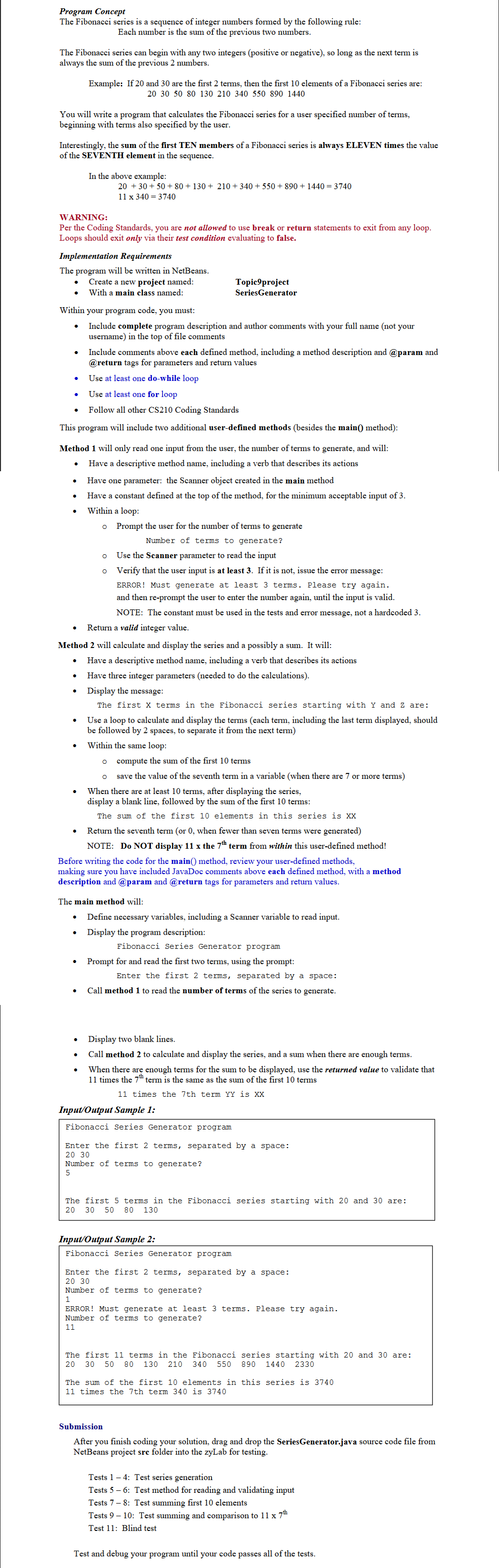 Solved Program Concept The Fibonacci series is a sequence of | Chegg.com
