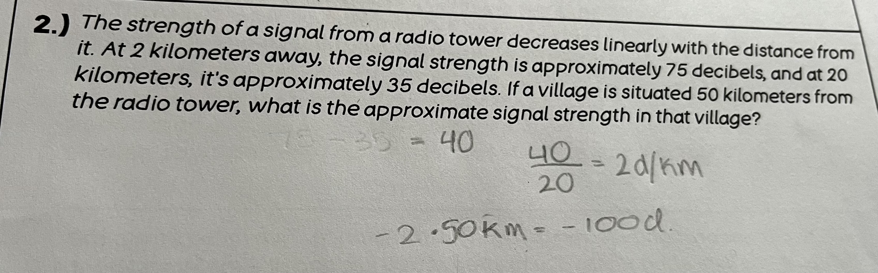 Solved The strength of a signal from a radio tower decreases | Chegg.com