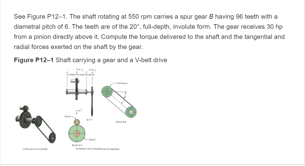 Solved See Figure P12-1. The shaft rotating at 550 rpm | Chegg.com