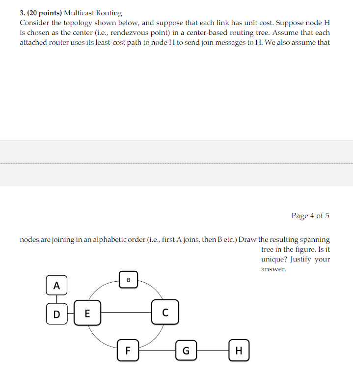 Solved Multicast RoutingConsider the topology shown below, | Chegg.com