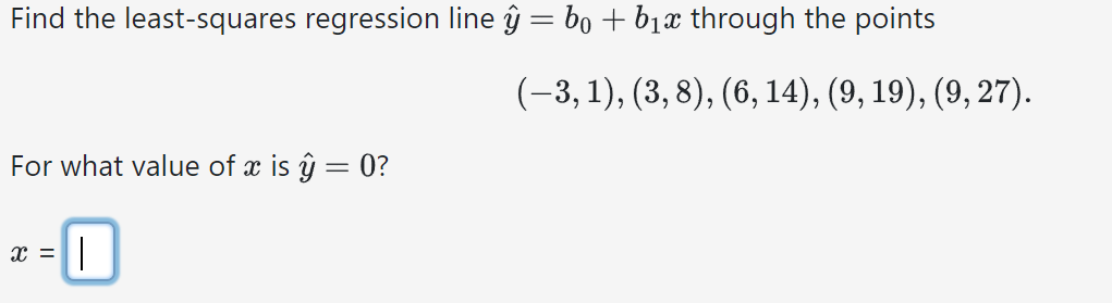 Solved Find the least-squares regression line hat(y)=b0+b1x | Chegg.com
