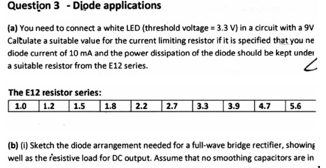 Solved Question 3 - Diode applications (a) You need to | Chegg.com