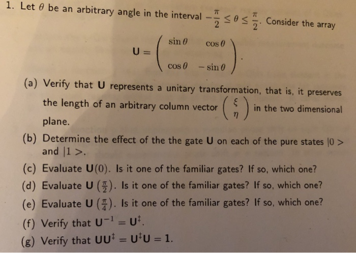 Solved 1. Let θ be an arbitrary angle in the interval K-. | Chegg.com