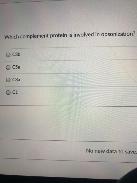 Solved Which complement protein is involved in opsonization? | Chegg.com