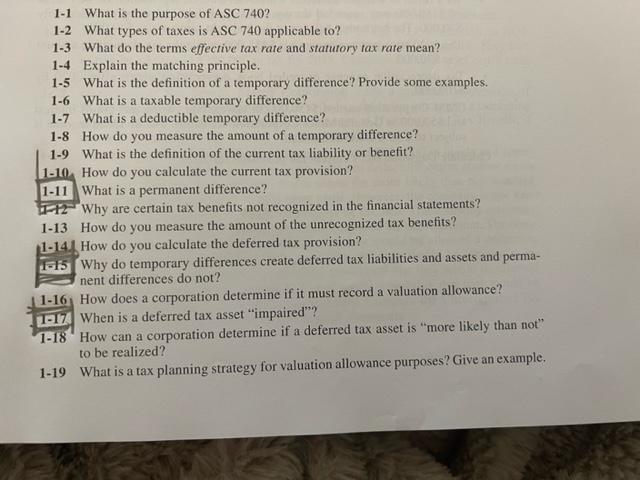 Solved 1-1 What is the purpose of ASC 740 ? 1-2 What types | Chegg.com