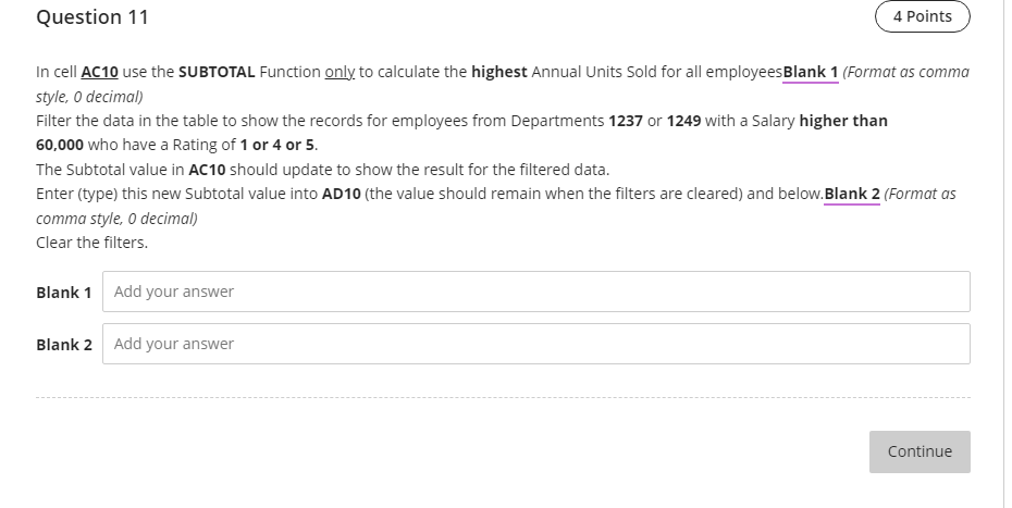 Solved In cell \\( \\underline{\\text { AC10 }} \\) use the | Chegg.com