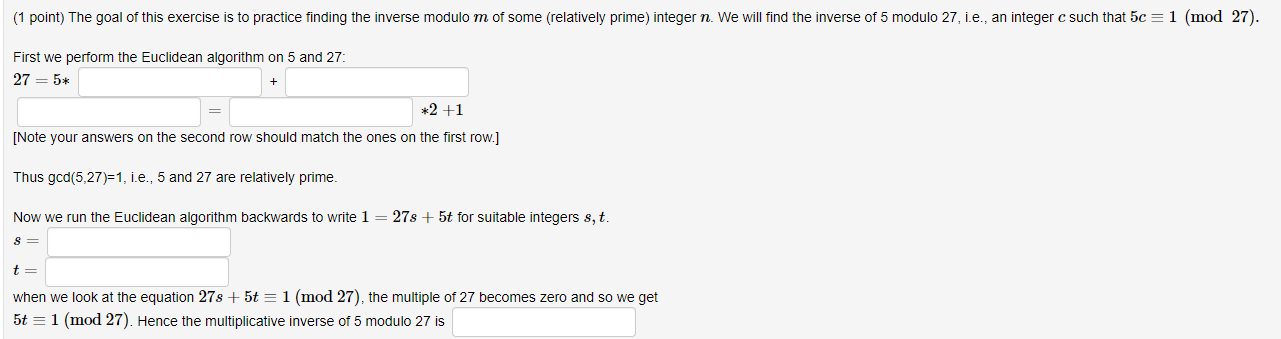 Solved (1 point) The goal of this exercise is to practice | Chegg.com