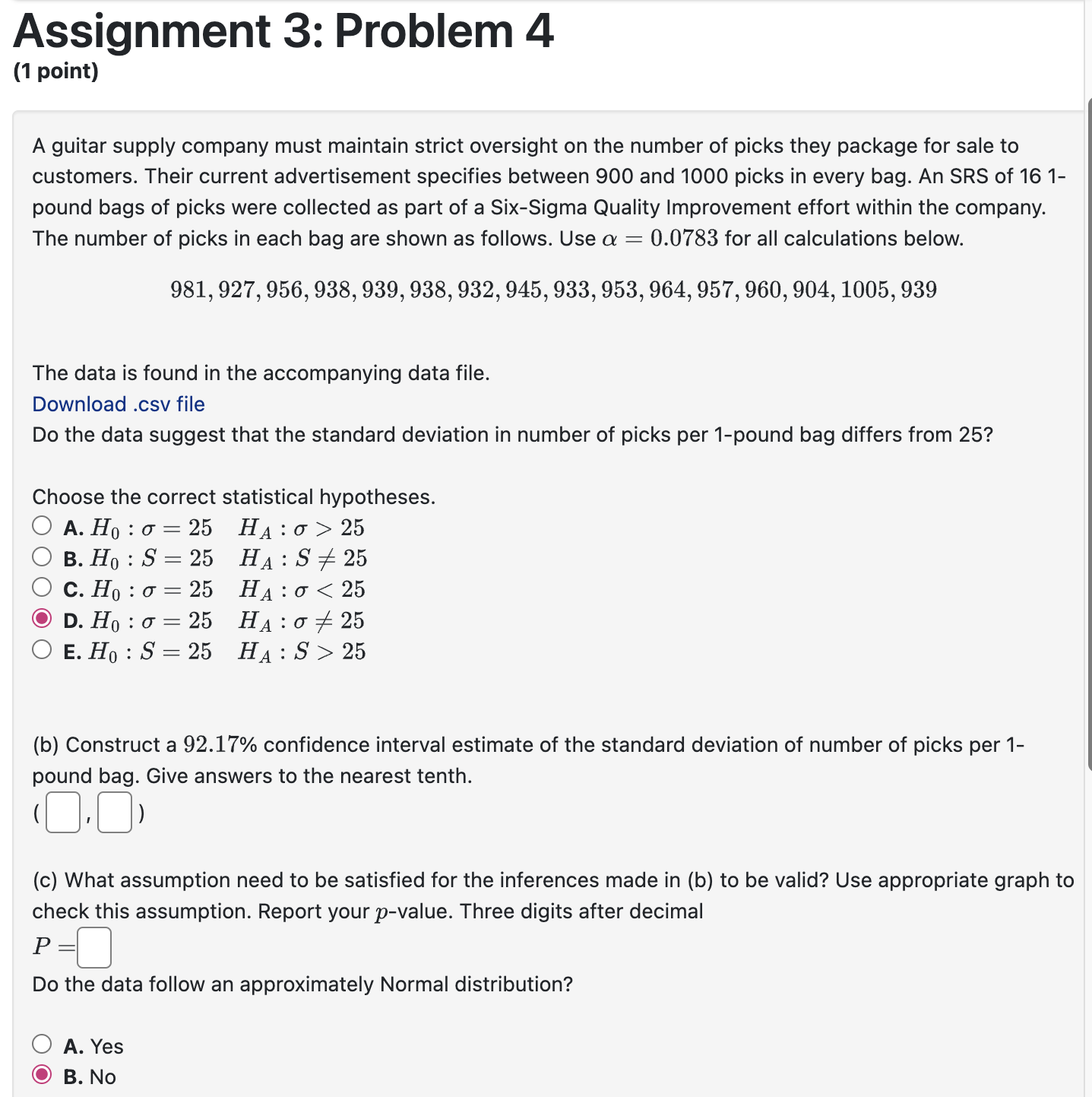 Solved Assignment 3: Problem 4 (1 point) A guitar supply | Chegg.com