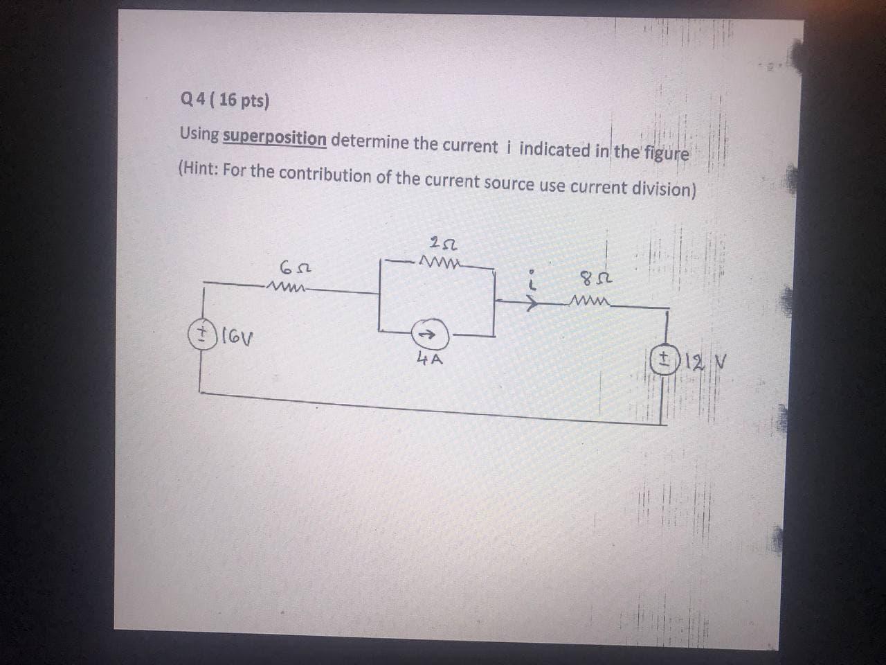 Solved Q4( 16 pts) Using superposition determine the current | Chegg.com