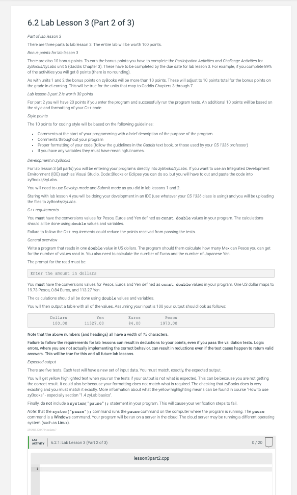 Solved 6.2 Lab Lesson 3 (Part 2 of 3) Part of lab lesson 3 | Chegg.com