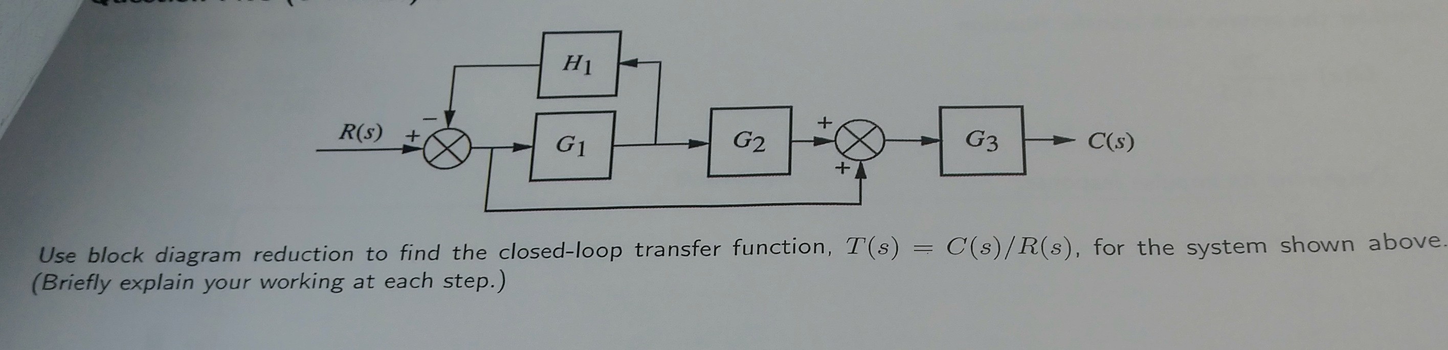 Solved Use block diagram reduction to find the closed-loop | Chegg.com