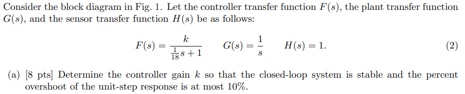 Solved Consider the block diagram in Fig. 1. Let the | Chegg.com