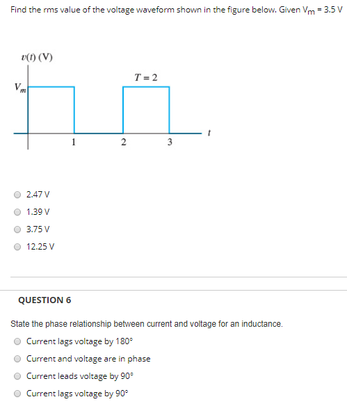 Solved Find the rms value of the voltage waveform shown in | Chegg.com
