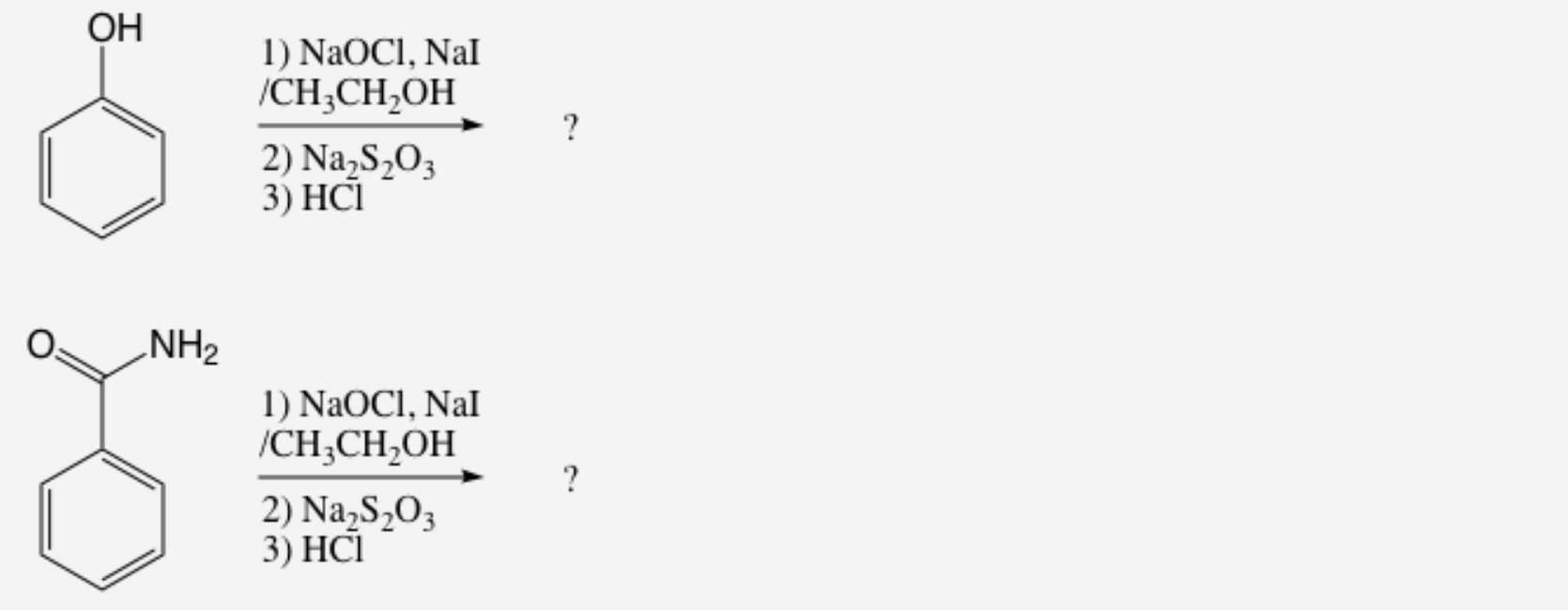 Solved OH 1) NaOCI. Nal /CH,CH,OH 2) Na 5,03 3) HCI ? NH2 1) | Chegg.com
