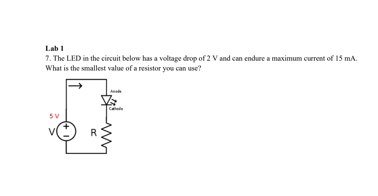 Solved 7. The LED in the circuit below has a voltage drop of | Chegg.com