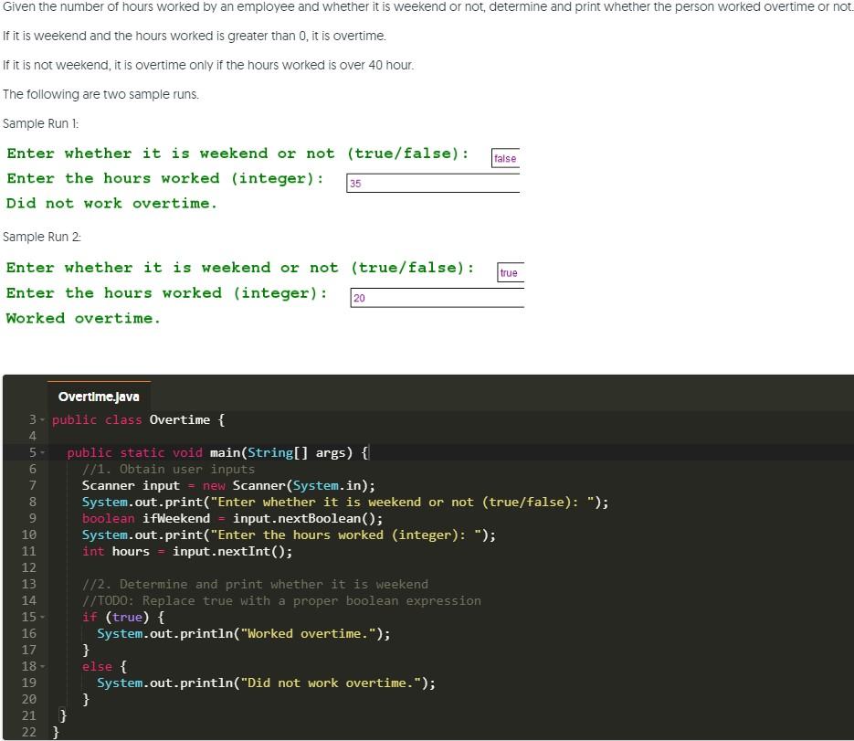 Solved Given the number of hours worked by an employee and | Chegg.com