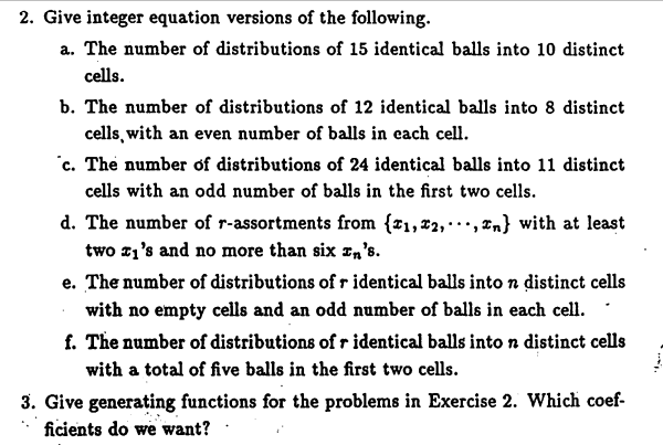 Solved 2. Give integer equation versions of the following. | Chegg.com
